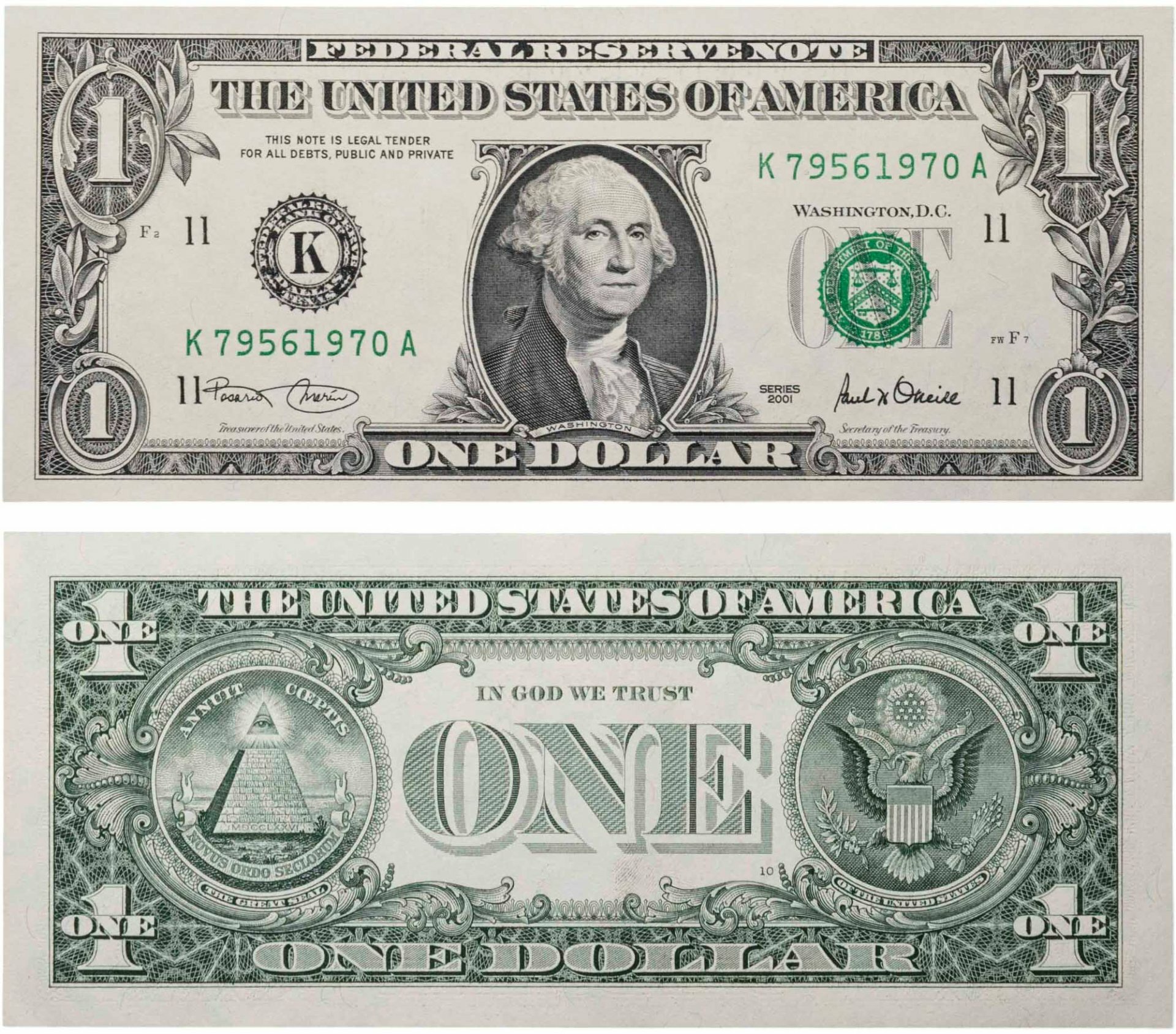 США 1 доллар 2001 Pick 509 K-Даллас "FW" Fort Worth