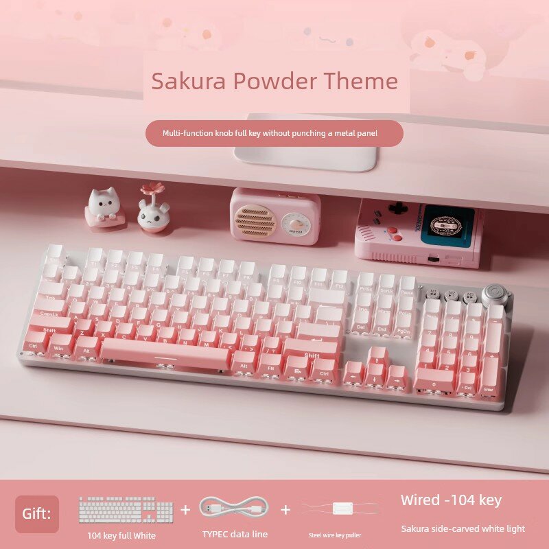 Беспроводной комплект клавиатуры и мыши Forerunner Mist Peach Gradient с тремя режимами подключения (Bluetooth), с