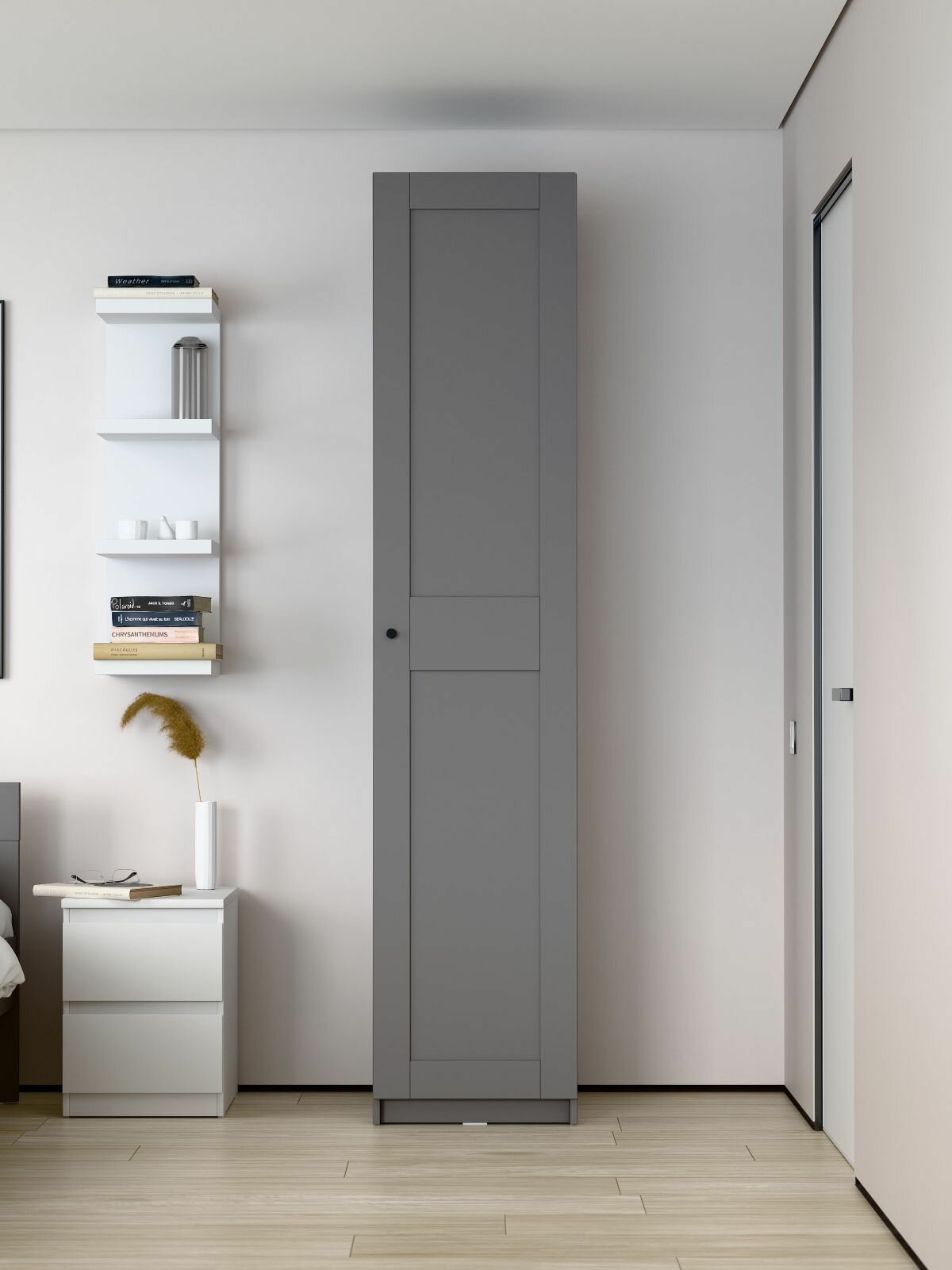 Шкаф Макс, 1 дверь, 50х61х233 см, серый, ГУД лакк