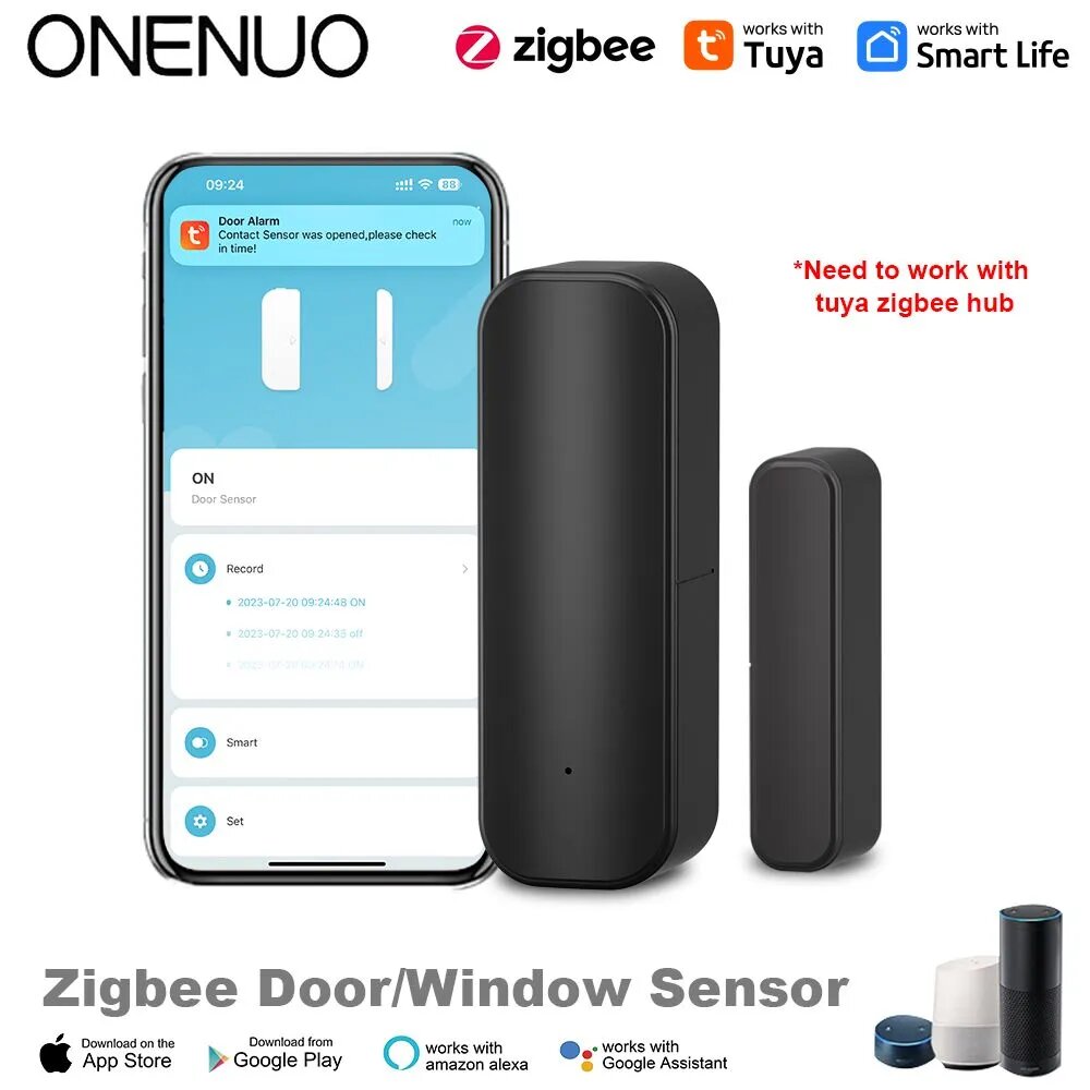 Tuya WiFi/ZigBee датчик двери, окна, умный дом, беспроводные датчики открытия двери и закрытия, приложение, удаленная сигнализация, работа с Alexa Google Home