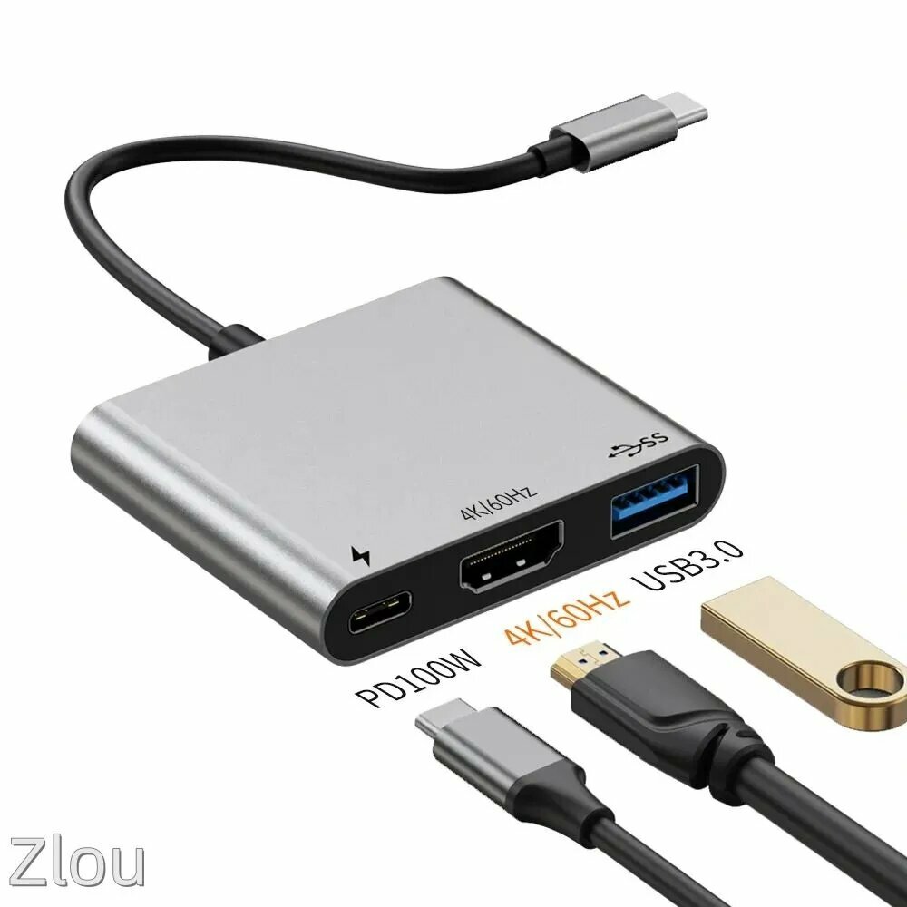 TYPE C - HUB, HDMI, USB 3.0, переходник TYPE С, хаб для макбука