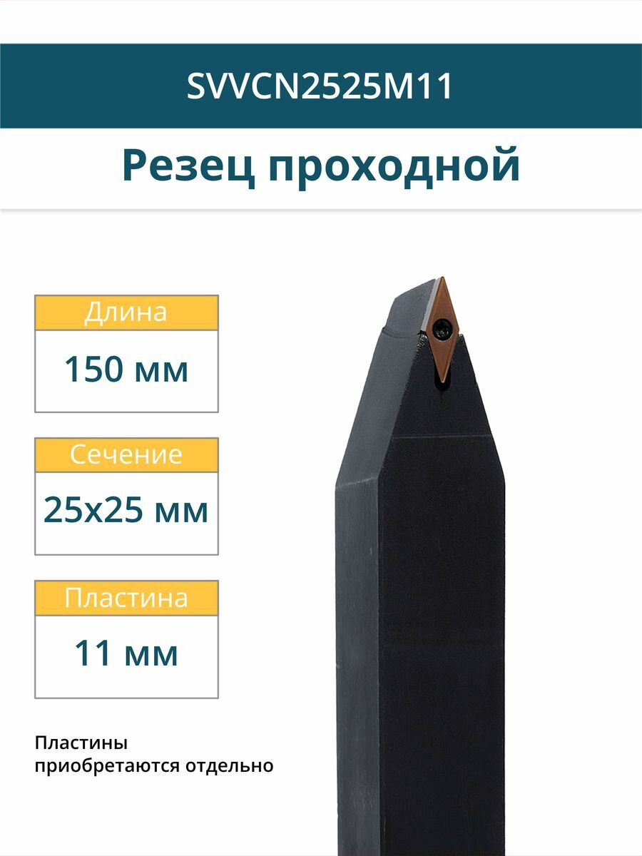 SVVCN2525M11 Резец токарный для наружного точения проходной нейтральный / пластина V Ромб 35 - 11 мм