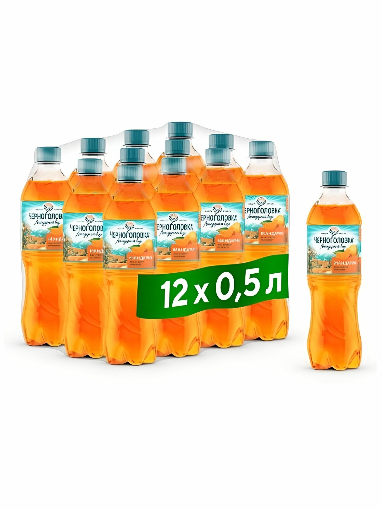 Напиток "Лимонад Черноголовка" Мандарин газированный, 500мл. ПЭТ. Упаковка 12 шт.