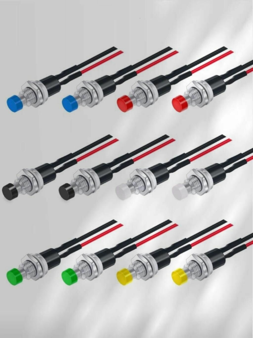 12 шт. кнопочных переключателей SPST 7мм