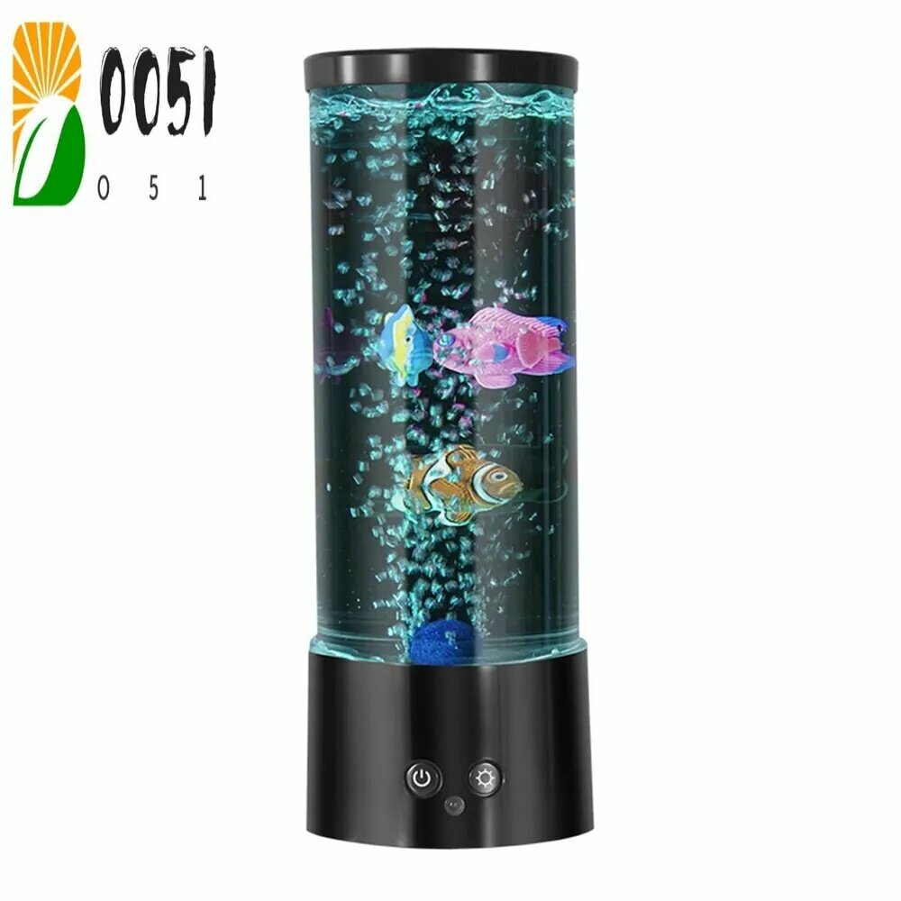 (Q I Z F) Мини RGB-лампа с пузырьками в виде рыбок, лампа совместим аквариума аквариумом и дистанционным управлением, лавовая лампа, цветной светильник украшения дома