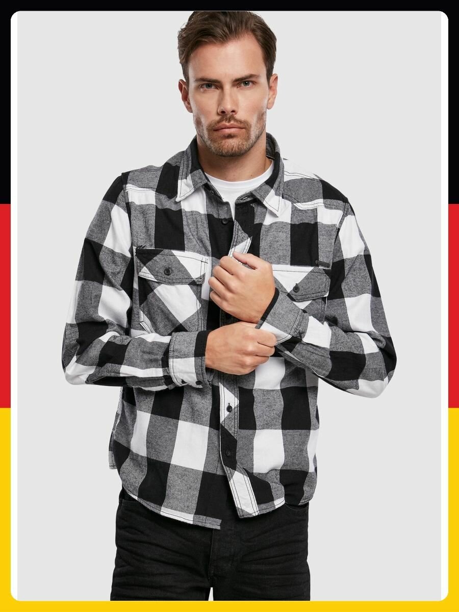 Рубашка Brandit CHECK, черный; белый, M