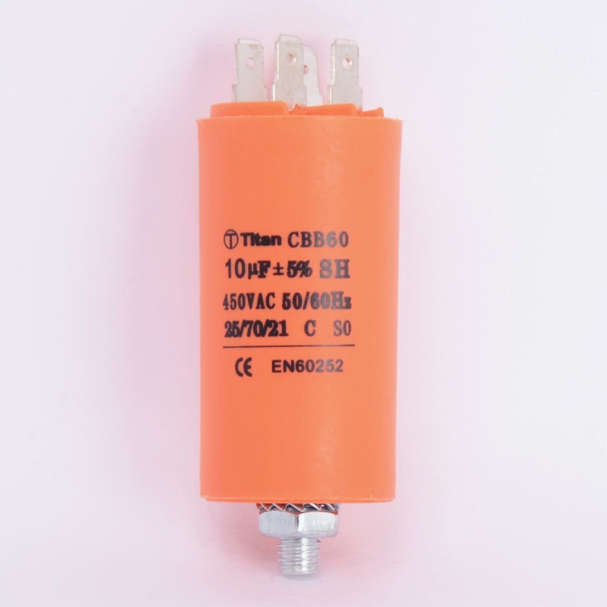 Конденсатор 10 мкф 450VAC CBB60E клеммы+болт (019352)