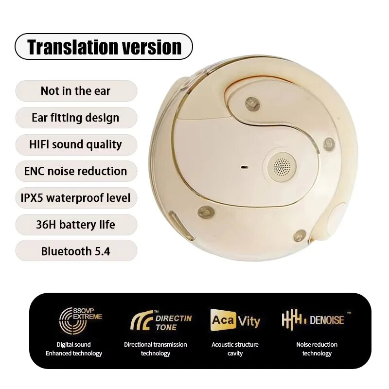 Lenovo AI Беспроводные Наушники Переводчик 144 Языков AI-Yellow