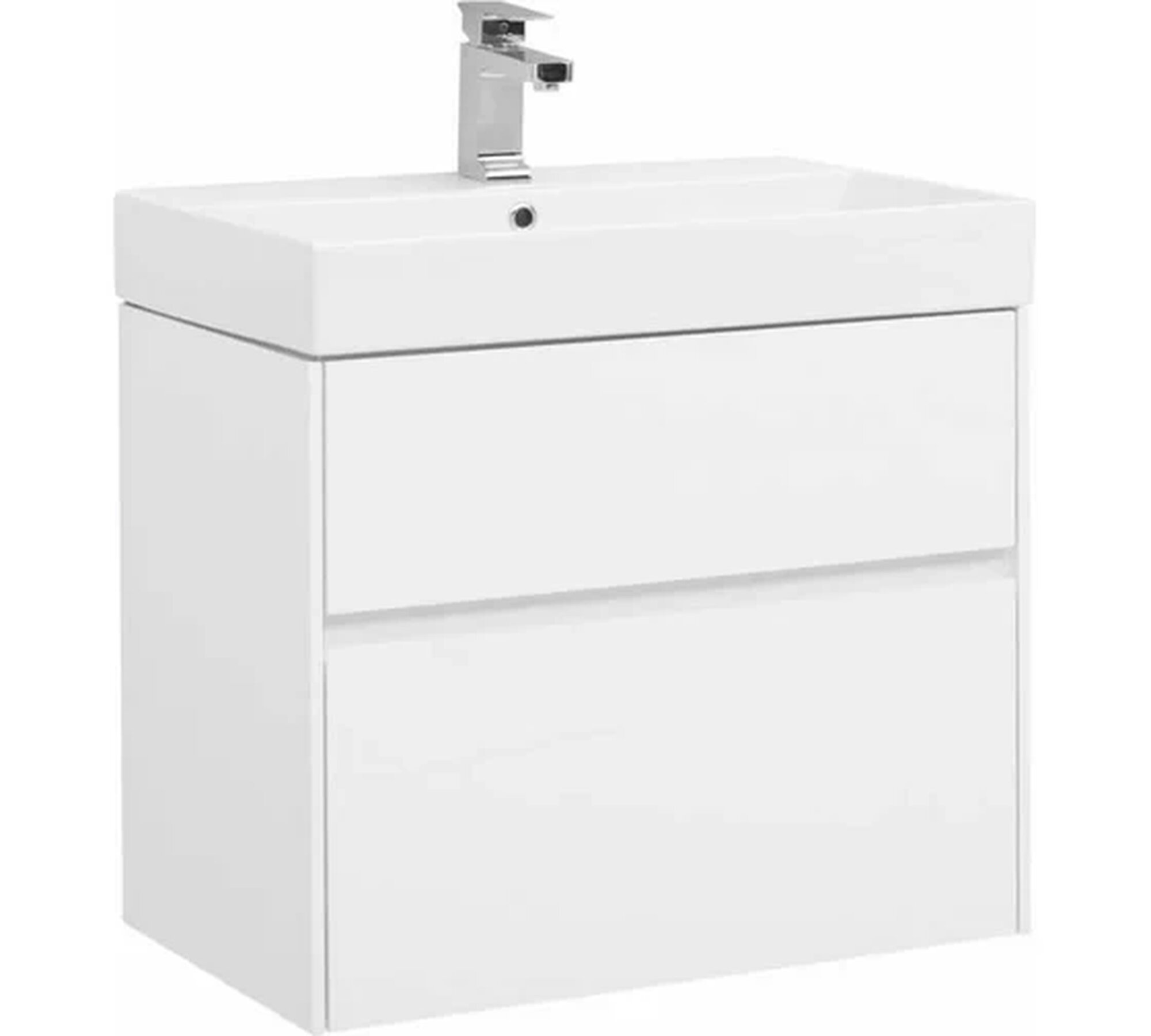 Тумба с раковиной Aquanet "Бруклин", 70x45x66,2 см, 2 выдвижных ящика, белая