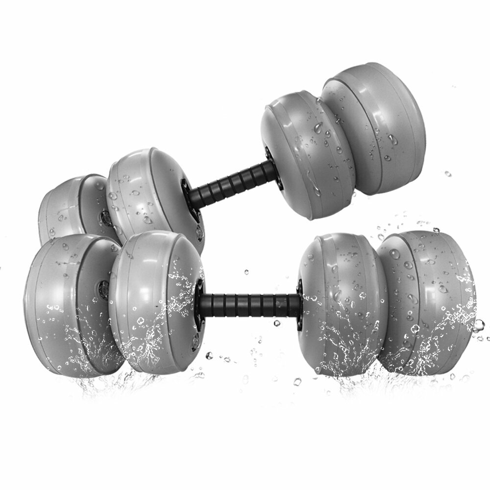 Набор регулируемых водных гантелей Travel Weights для упражнений фитнеса и тяжелой атлетики, черный, серый (опционально), материал EVA, вес после заполнения водой 30-35 кг, размер упаковки 350*145*115 мм, вес упаковки 1620 г, 1 пара водных гантелей