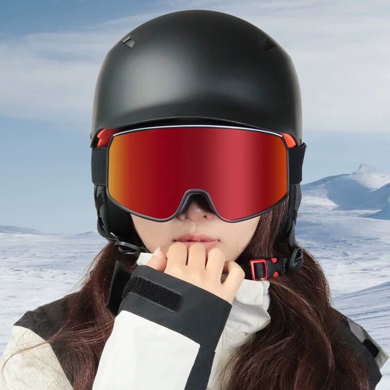 Магнитные снежные очки, цилиндрические лыжные очки с широким полем зрения, двухслойные противотуманные лыжные очки для