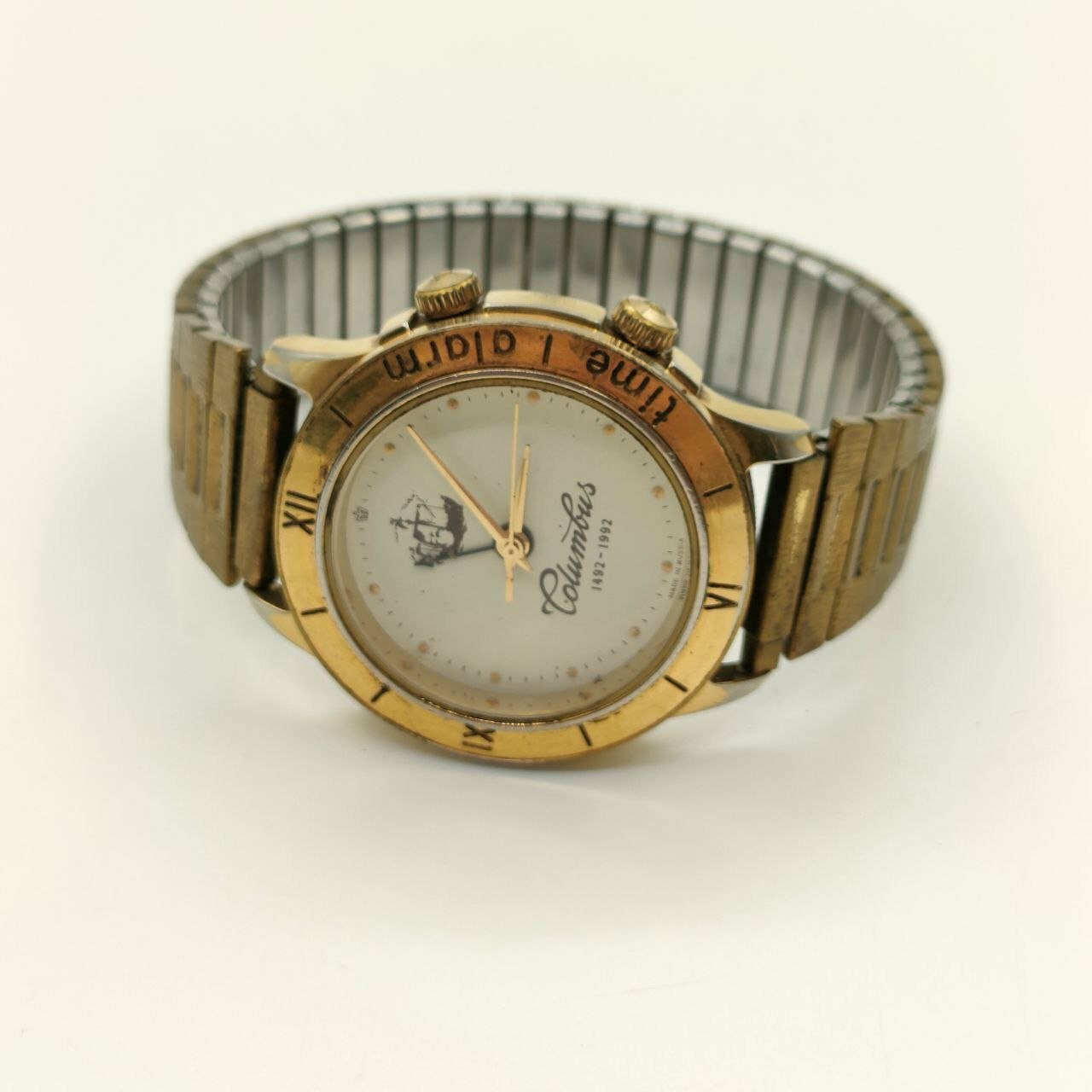 Часы наручные механические "Полёт. Columbus 1492-1992" с будильником, металл, стекло