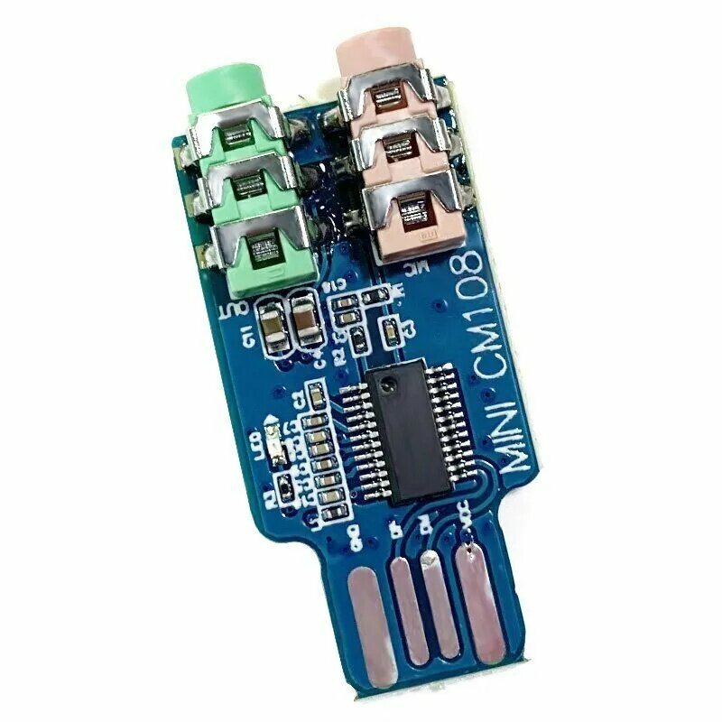 CM108 USB Sound Card Module Бесплатный драйвер для портативного компьютера Внешняя звуковая карта Чип-плата с разъемом для микрофона 3,5 мм