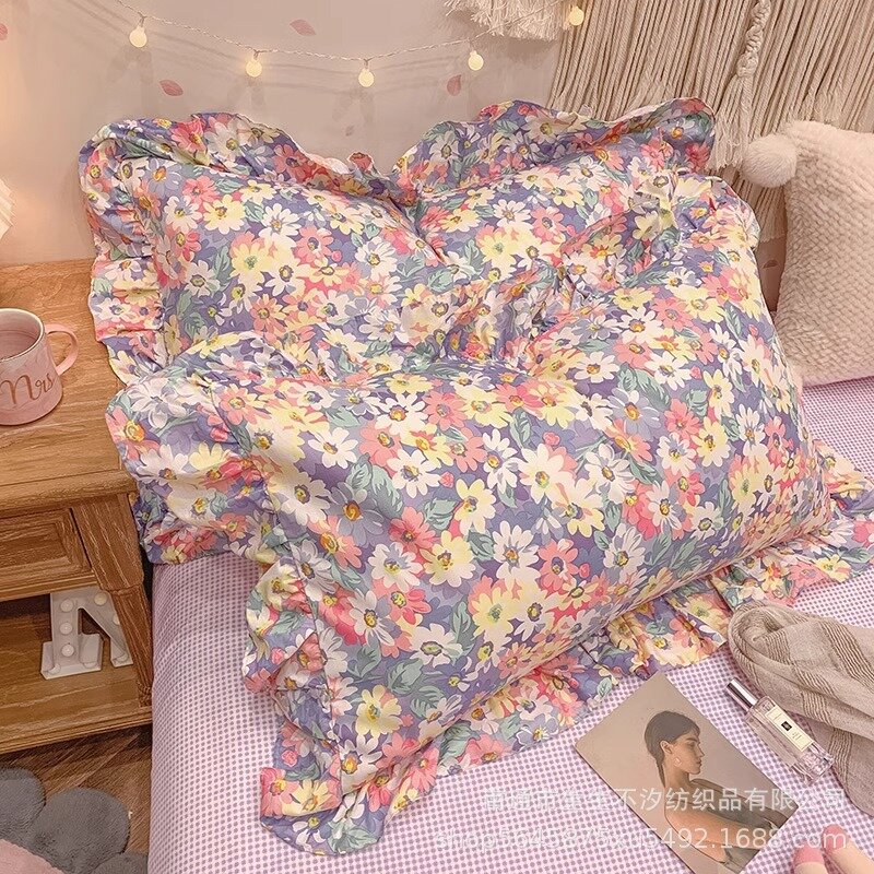 Peach Blossom Blooming 100% хлопок романтический кружевной чехол для подушки - пара, мягкий и гипоаллергенный, 48x74 см