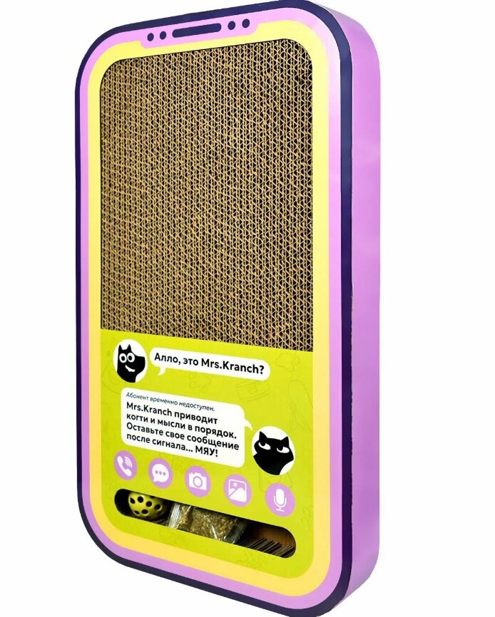 Когтеточка "Кранчфон" Mr.Kranch, картонная, с мятой, для кошек, 50 см x 28 см x 5 см