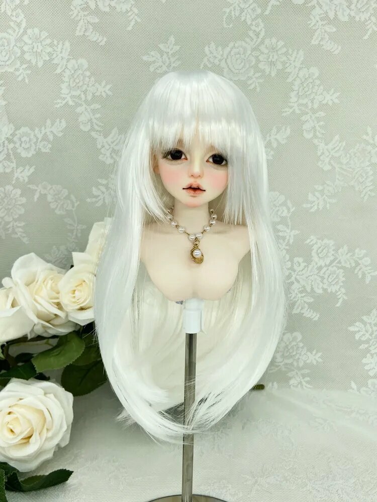 Кукольный парик, подходит для куклы BJD 1/4, размер головы 18-19.5 см, Белый