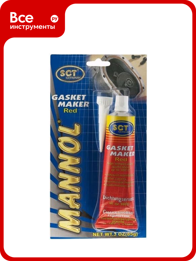 Силиконовый герметик MANNOL Silicone-Gasket rot красный, высокотемпературный, от -50 до +300град. С 2409