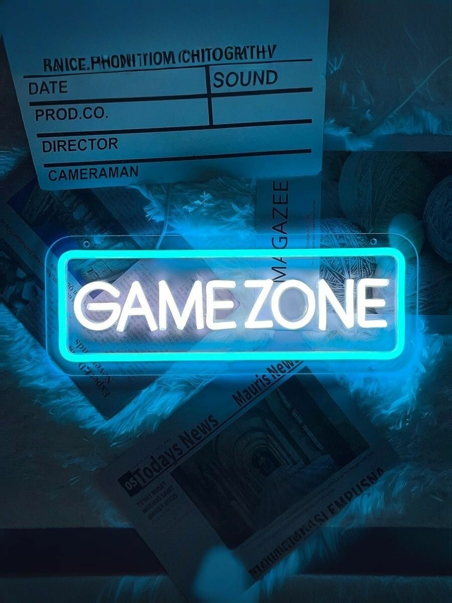 Неоновая подсветка для игровой комнаты Game Zone . Светодиодная вывеска в стиле геймера для стен, подарок для мальчиков 40cm 15cm