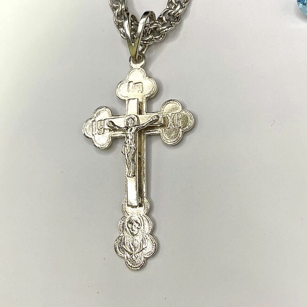 Крестик, серебро, 925 проба, родирование