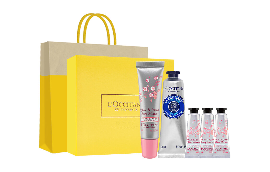 Набор по уходу за телом унисекс LOCCITANE 5758876, Сливочное масло Вишневый цвет и Роза сердце, Крем для рук, Бальзам для губ