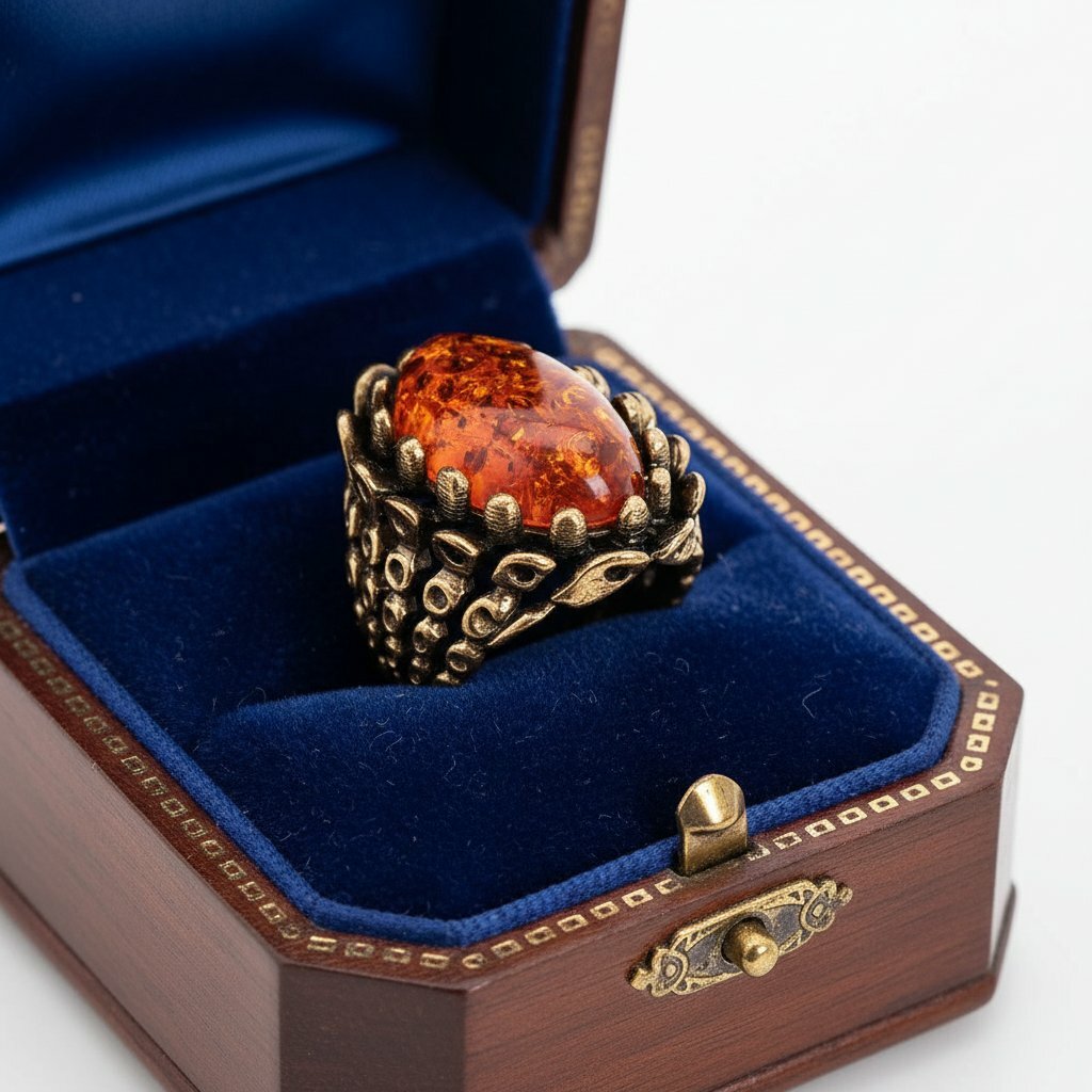 Кольцо, янтарь