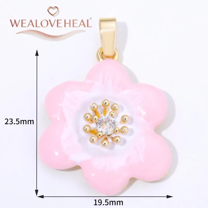 Кулон цветок эмалевый WEALOVEHEAL, 18K позолота, 19.5x23.5 мм