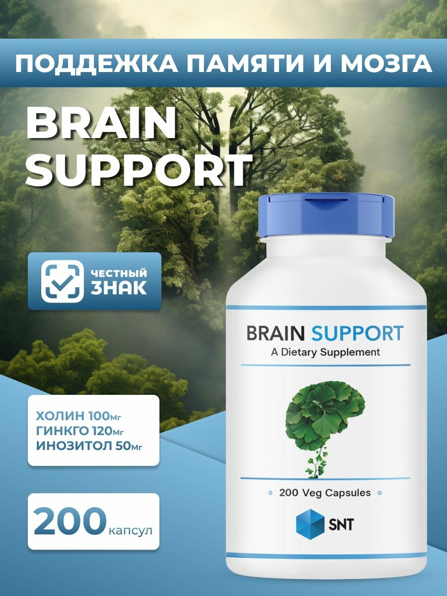 Витаминно-минеральный комплекс спортивный SNT Brain Support Брэйн Саппорт 120 мг 200 капсул гинкго билоба