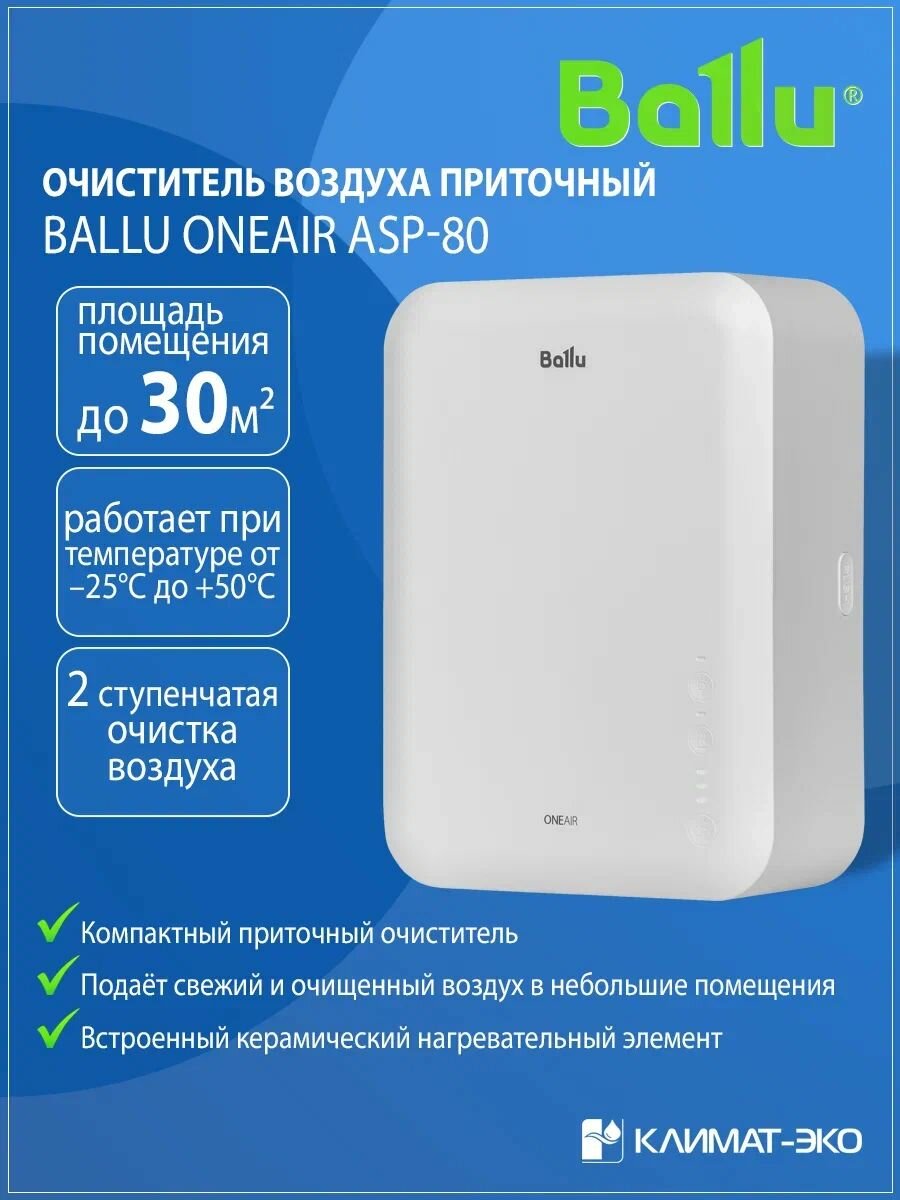 Очиститель воздуха приточный Ballu ONEAIR ASP-80