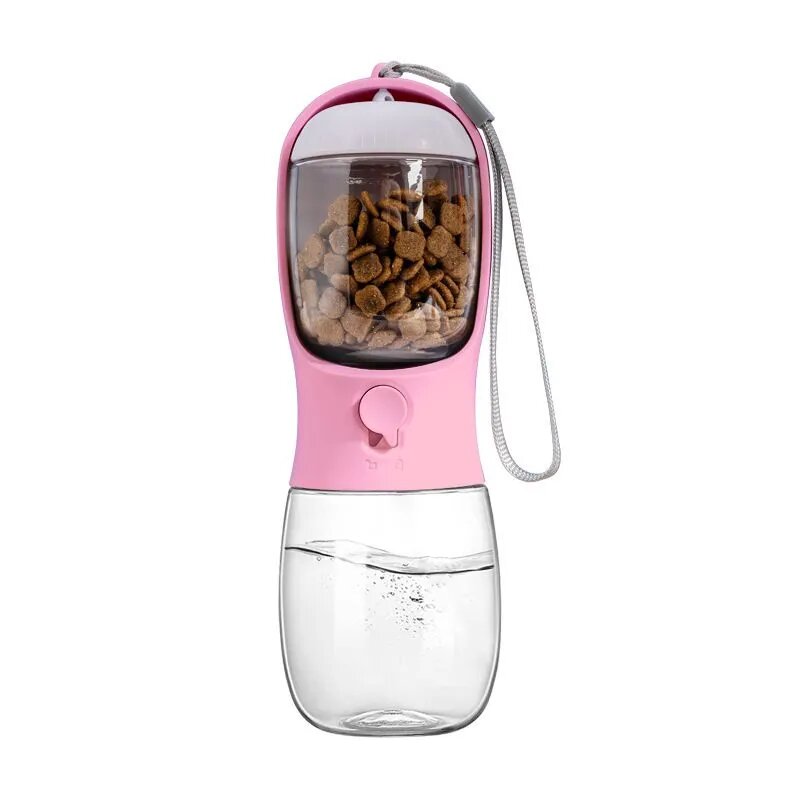 Портативная бутылка для воды и корма для собак и кошек Shenghe Pet Products PP0030, 300 мл, термостойкая, розовая