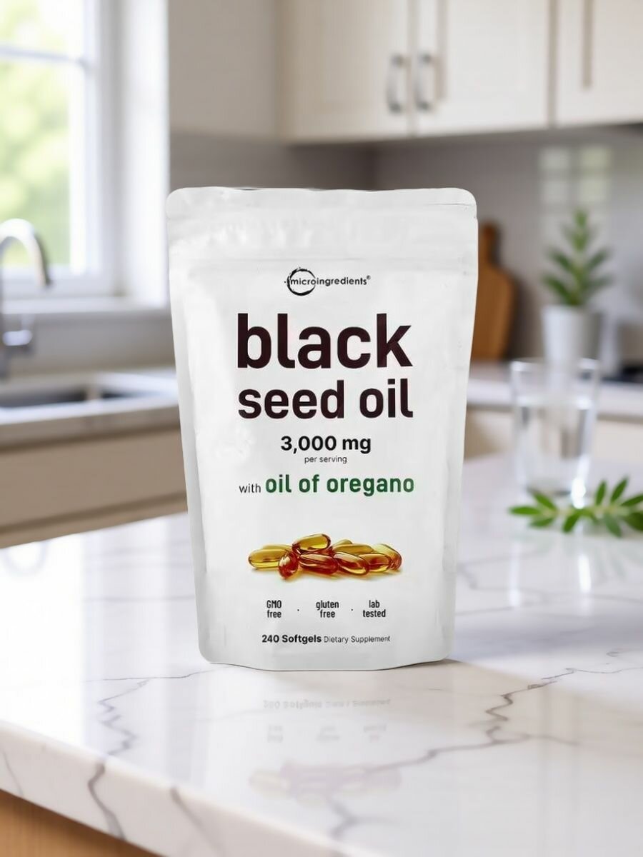Micro Ingredients, масло чёрного тмина с маслом орегано, 240 капсул