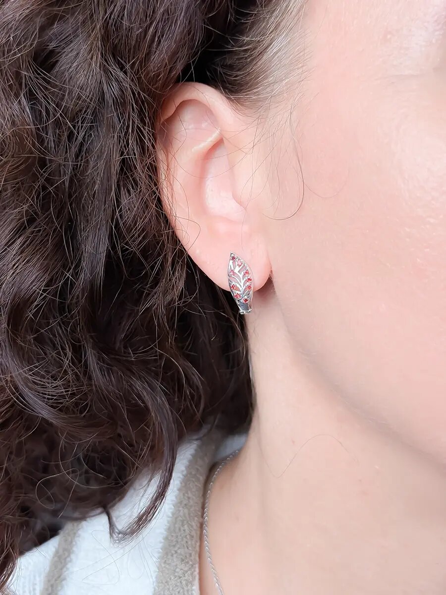Серьги, серебро, 925 проба, родирование, шпинель