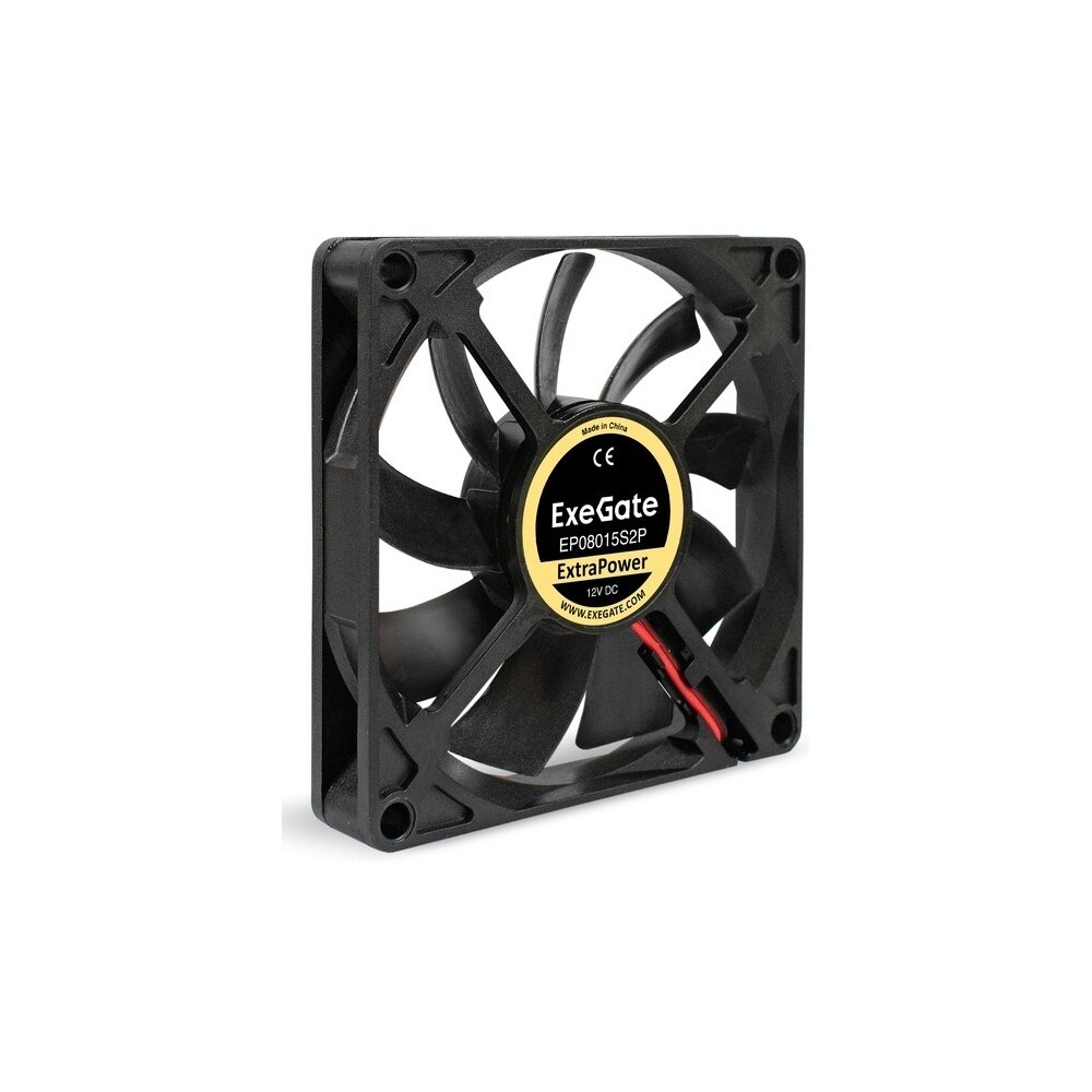 Вентилятор 80х80x15 Exegate ExtraPower EP08015S2P, 2500rpm, 25.5dB(M), 0.16A, SBB, 2pin