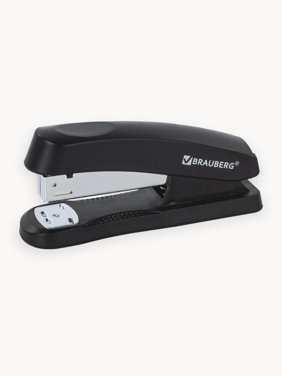 Степлер канцелярский для бумаги, скобы №24/6, 26/6 Brauberg "Standard+", до 30 листов, черный, 228608
