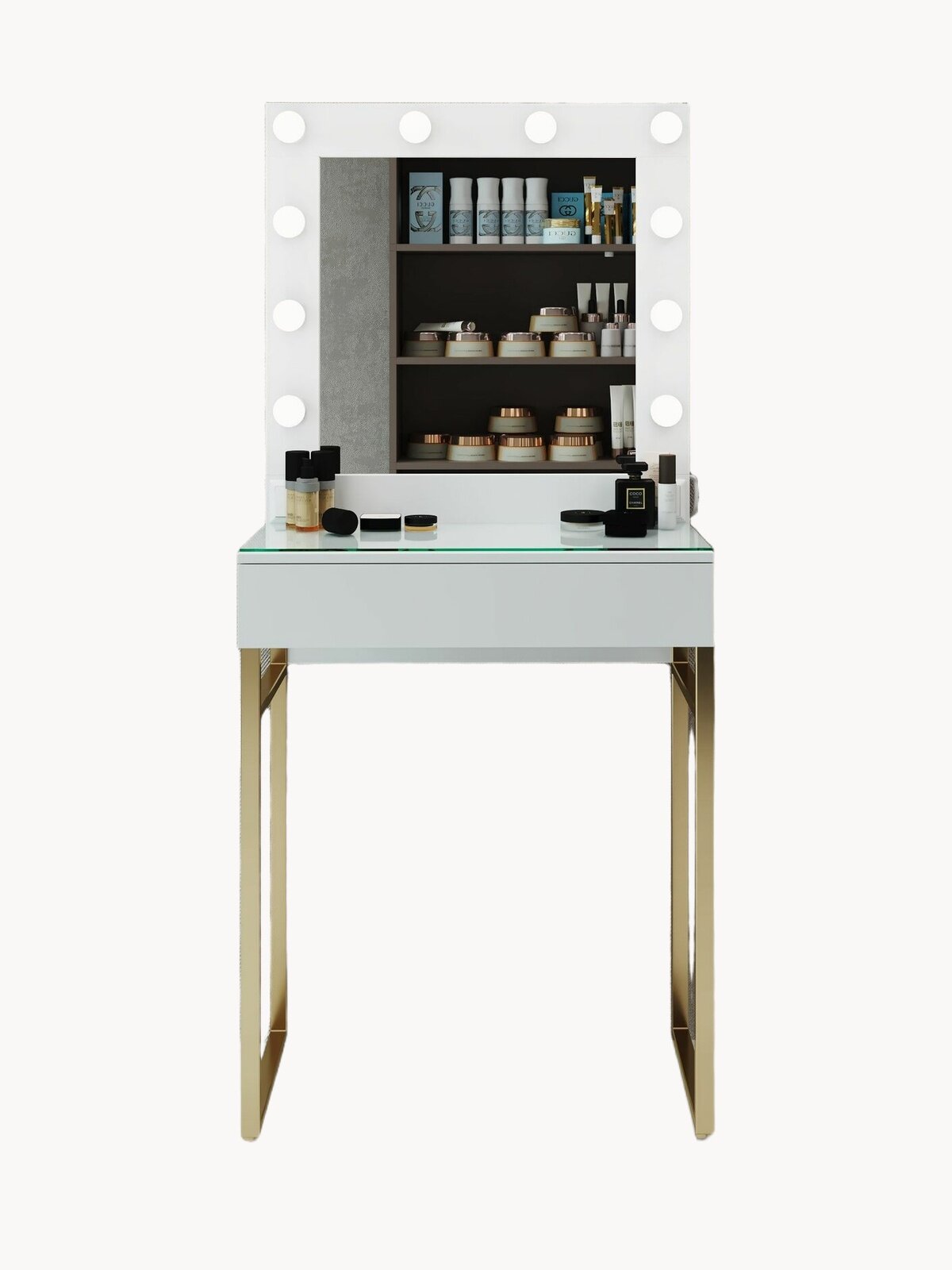 Туалетный столик BlackMirror174 "Лофт", с подсветкой, ЛДСП, 80x40x180 см