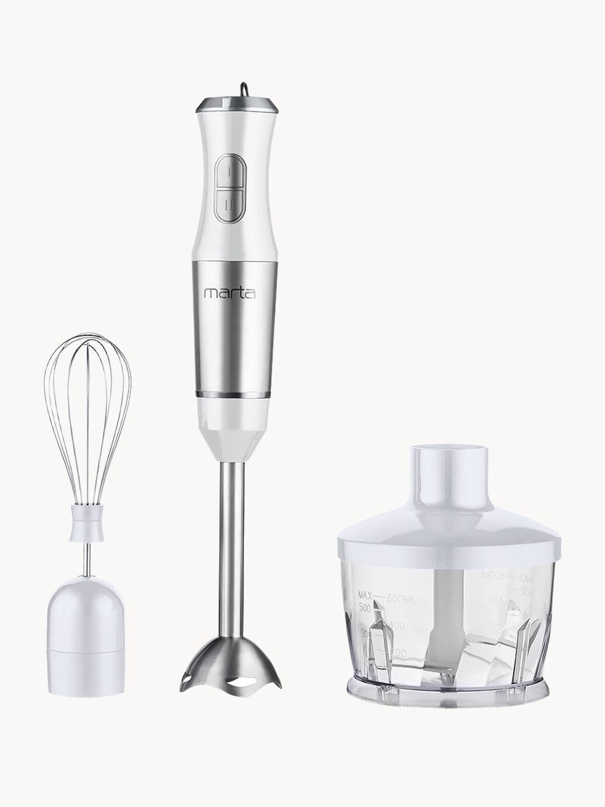 Блендер погружной кухонный комбайн MARTA MT-1579 белый жемчуг