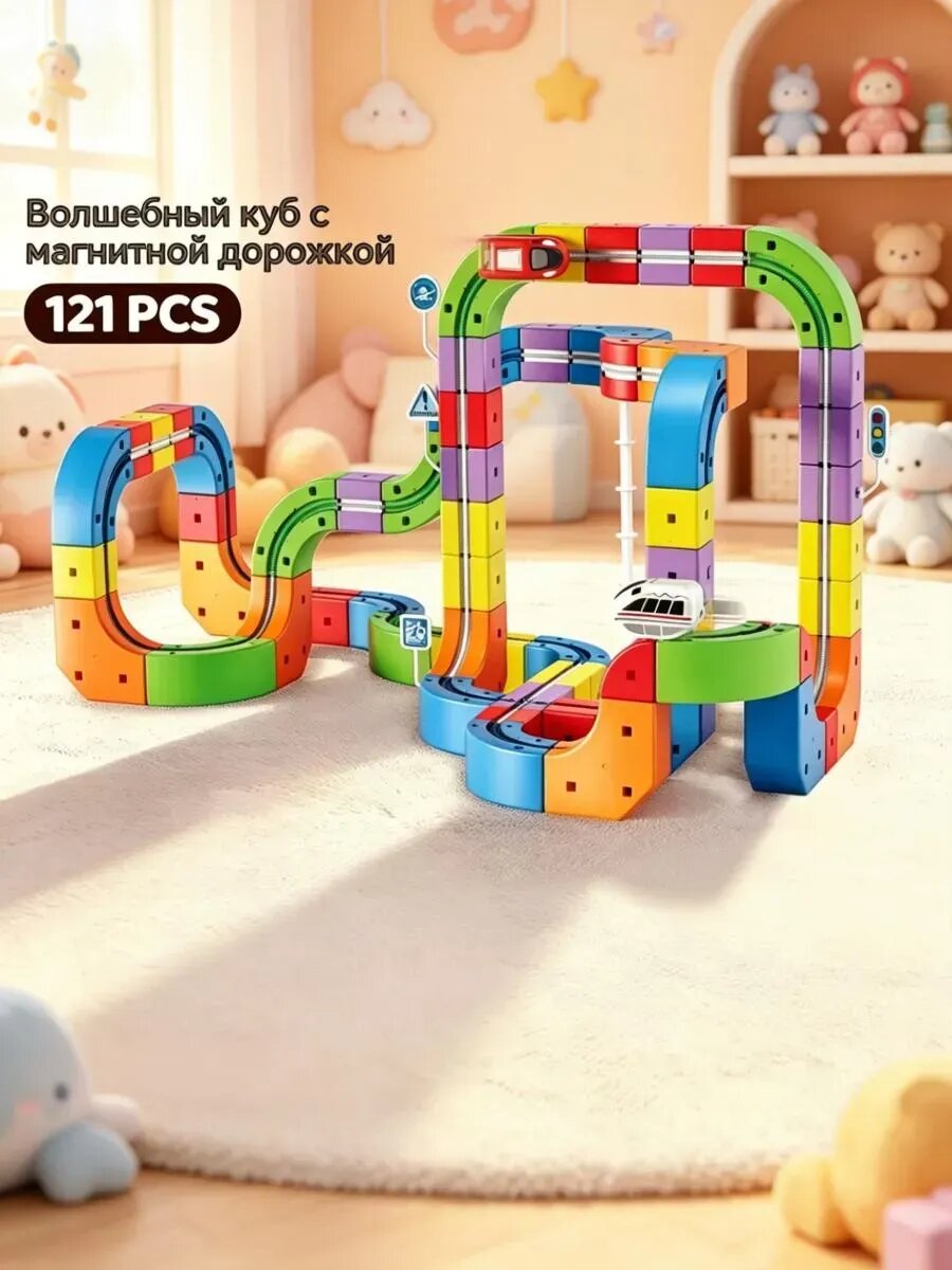 Магнитный конструктор 3D поезд для малышей121pcs деталь