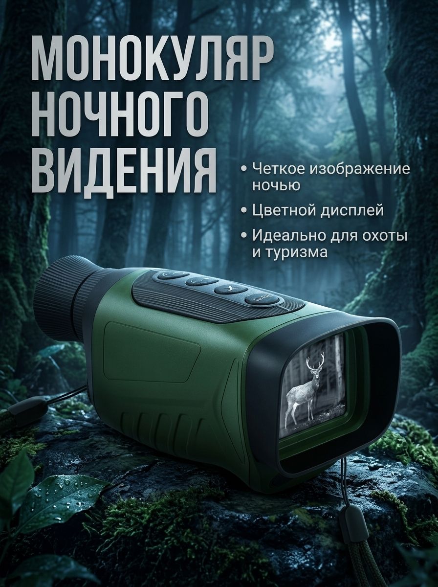 Портативный монокуляр ночного видения с фото- и видеосъёмкой высокого разрешения, цифровой дальномер для наблюдения на открытом воздухе