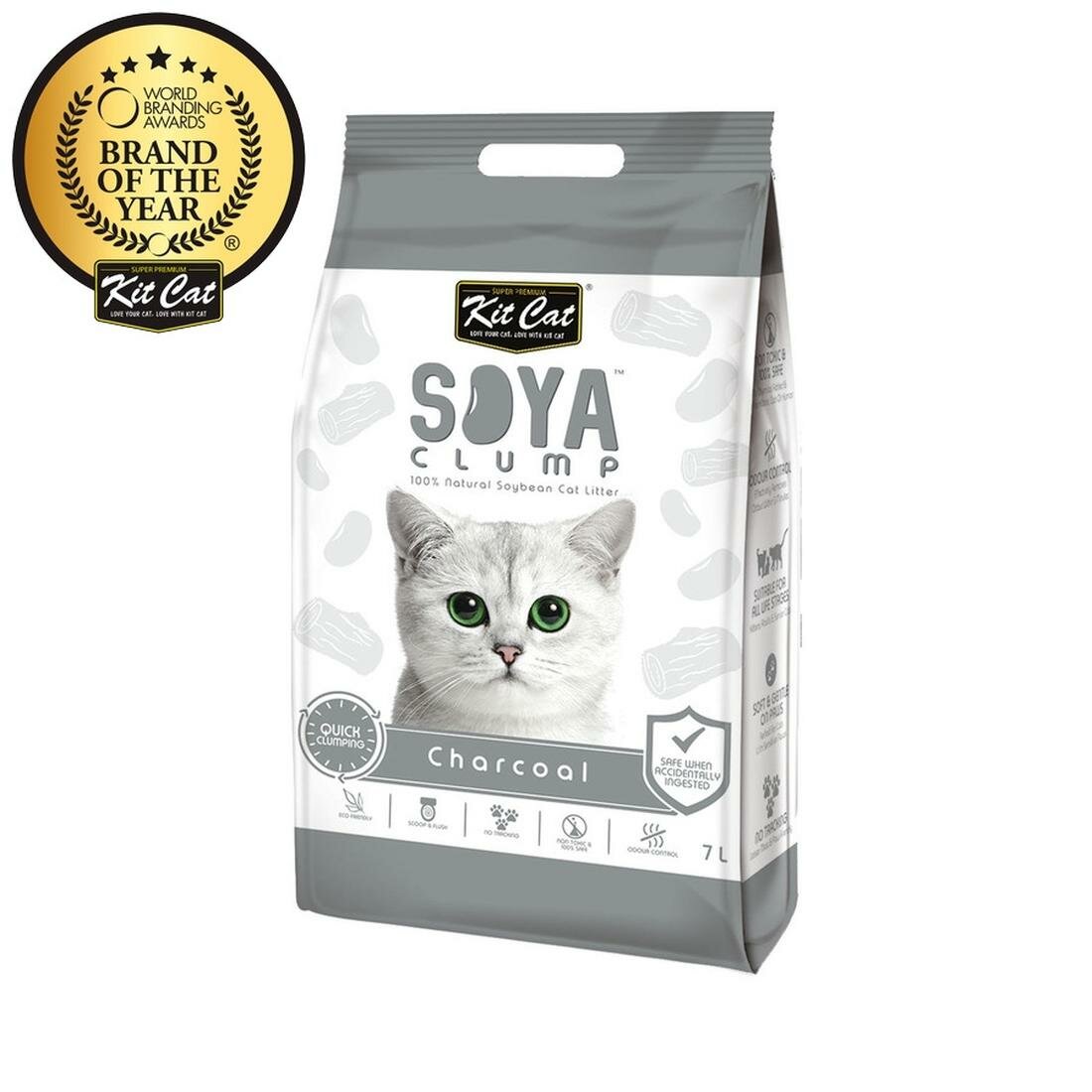 Kit Cat SoyaClump Soybean Litter Charcoal соевый биоразлагаемый комкующийся наполнитель с активированным углем 7 л
