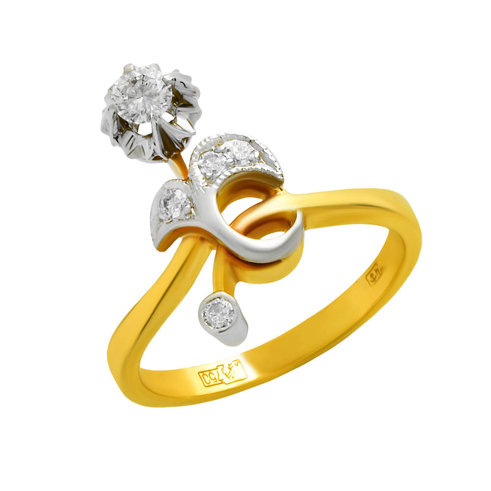 кольцо из желтого золота, с бриллиантами