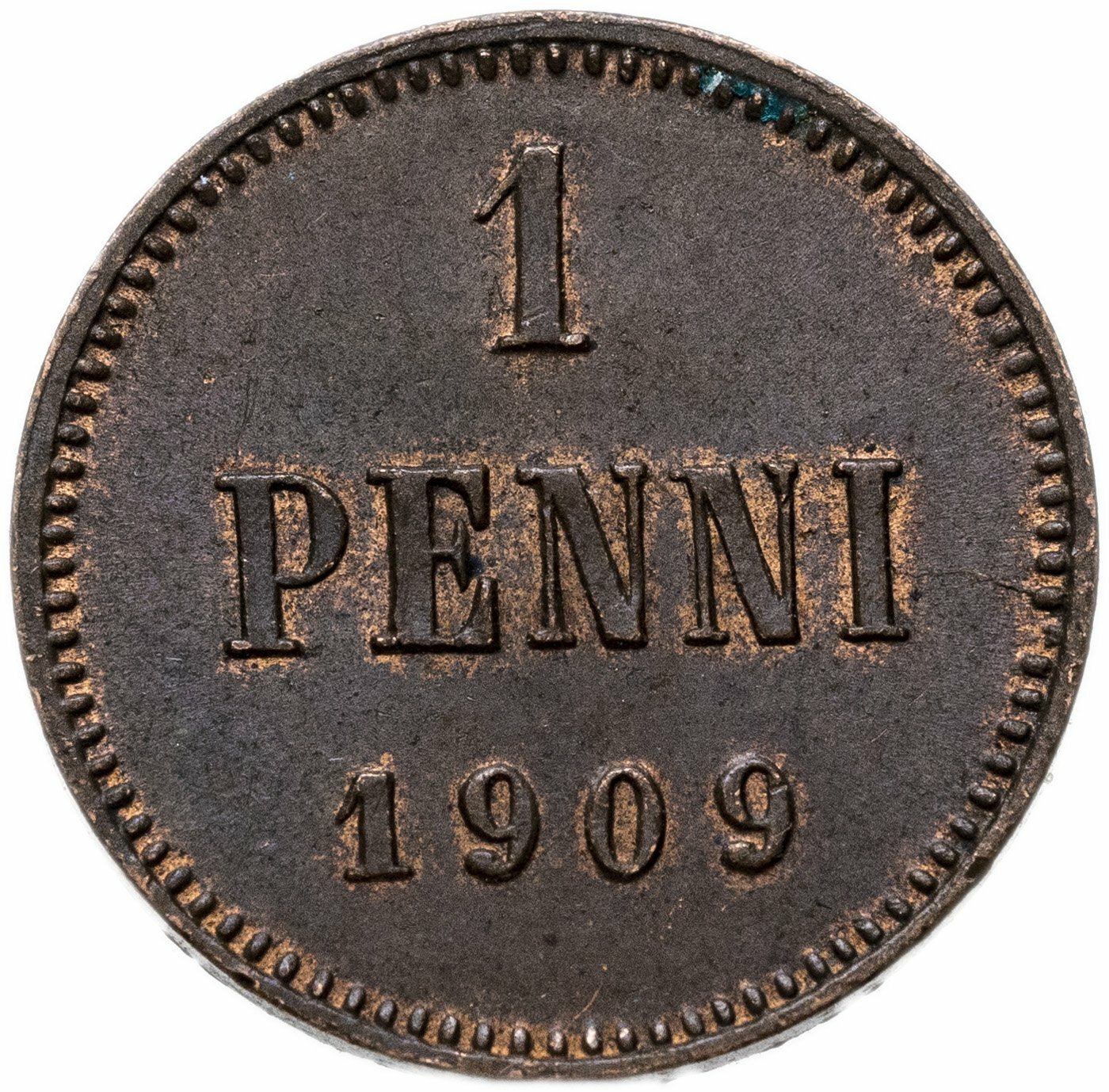 1 пенни penni 1909 Российская Финляндия, Медь, в сохранности UNC
