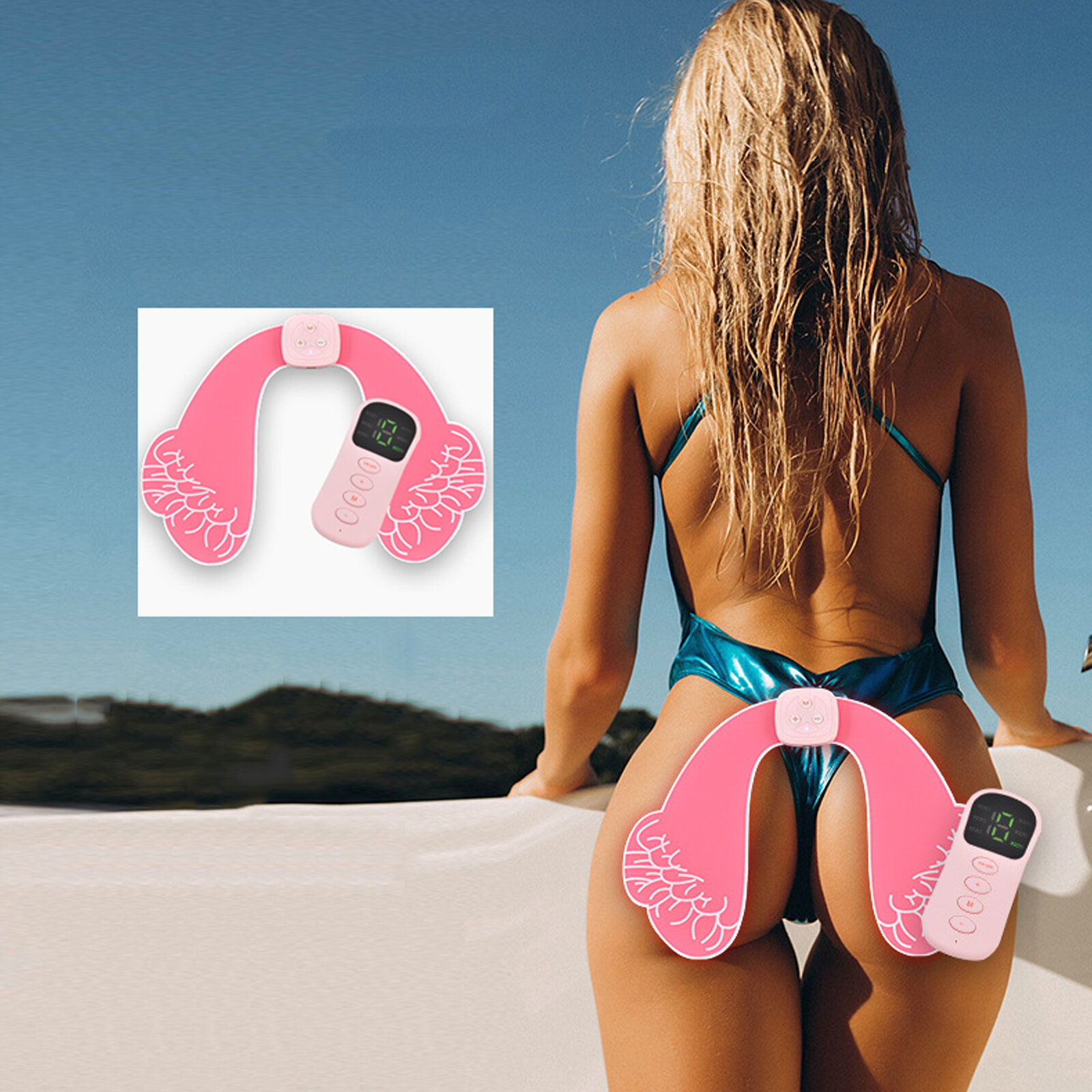 Тренажер для ягодиц Перезаряжаемый тренировщик ягодиц Тренировка мышц тазового дна Тренажер для внутренней поверхности бедер и ягодиц Оборудование для фитнеса домашней гимнастики Вес 130 г Размер упаковки 23x9.5x2.6см Питание USB Зарядка Интенсивность 15