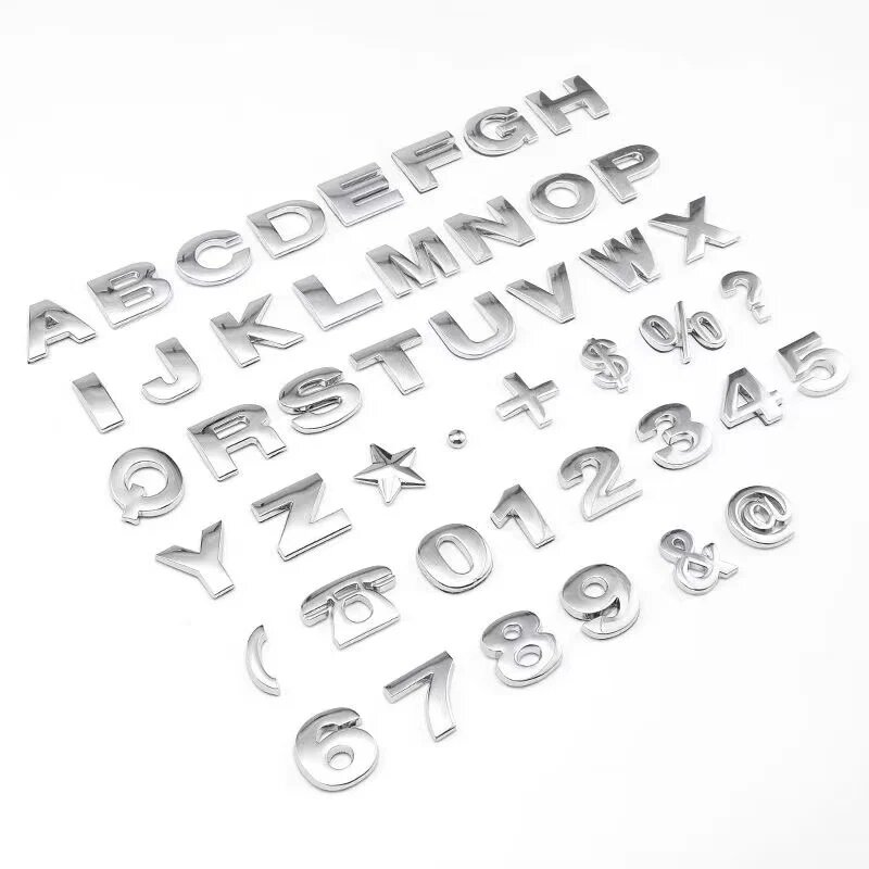1 шт. 3D металлические 25 мм автомобильные буквы алфавита эмблема цифры Silver, Серебряный, 2