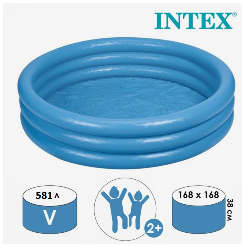 Детский надувной бассейн 168х38 см, Кристалл, от 2 лет, 581 л, без насоса, intex 58446