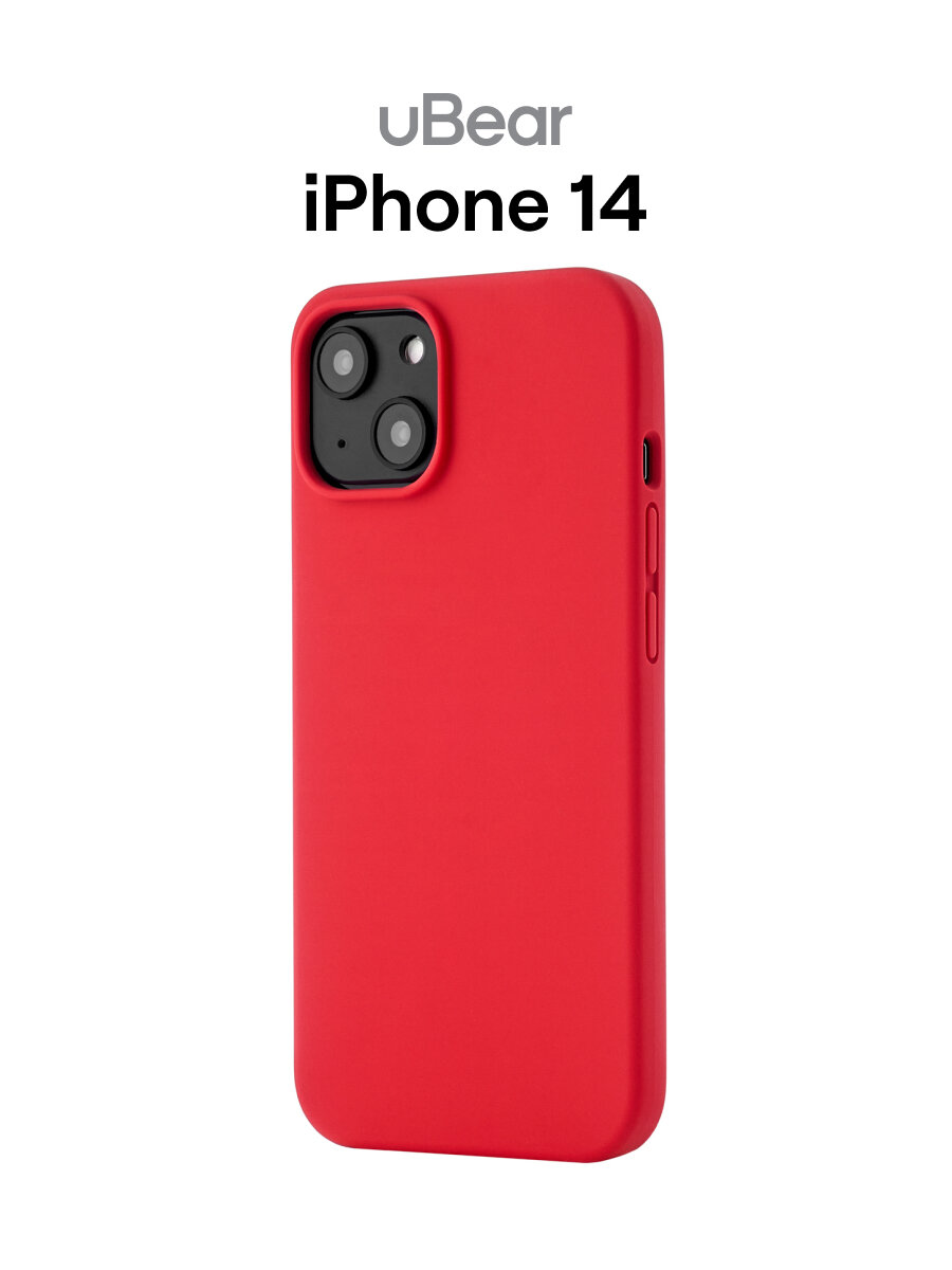 Чехол защитный uBear Touch Case для iPhone 14, силикон, софт-тач, красный