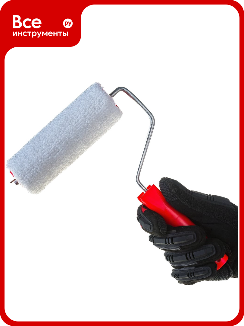 Малярный валик РемоКолор с рукояткой Велюр, ось 6мм, D48мм, 150мм, 04-2-304