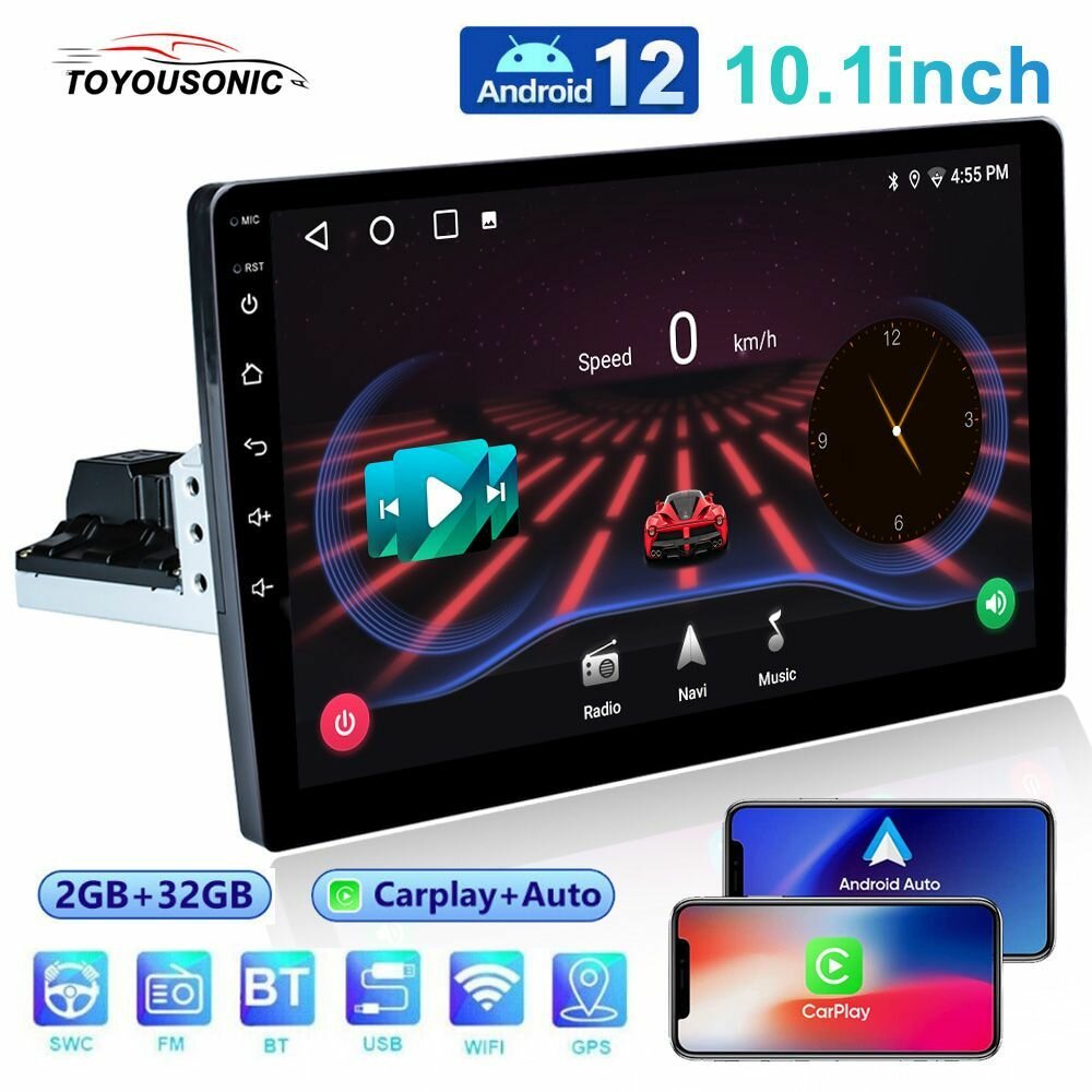 2+32G 1Din 10.1 дюймовый Android Автомобильный радиоприемник Мультимедийный плеер /WIFI/FM/Android Auto/Carplay