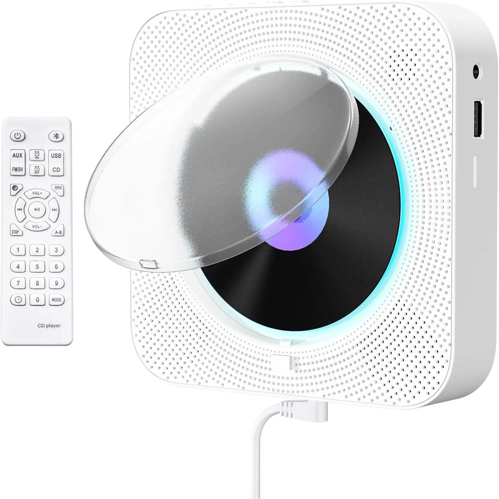 Портативный CD-плеер с Bluetooth, настенный CD-плеер, домашний аудио-бумбокс с пультом дистанционного управления, встроенные динамики Hi-Fi, разъем для наушников MP3, вход Aux, выход