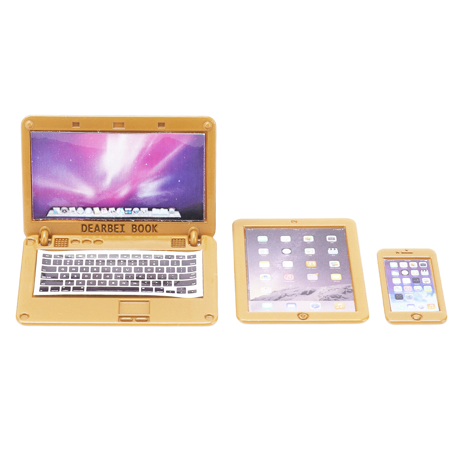 Набор из 3 мини-кукольных домиков, ноутбука, планшета, мобильного телефона, аксессуаров для кукол масштаба 1/6 1/12, реалистичные электронные игрушки