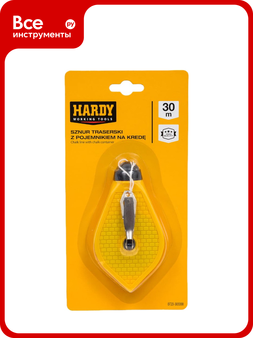 Разметочный шнур HARDY пластиковый корпус 30м 0720-303000, 30 м, компактный