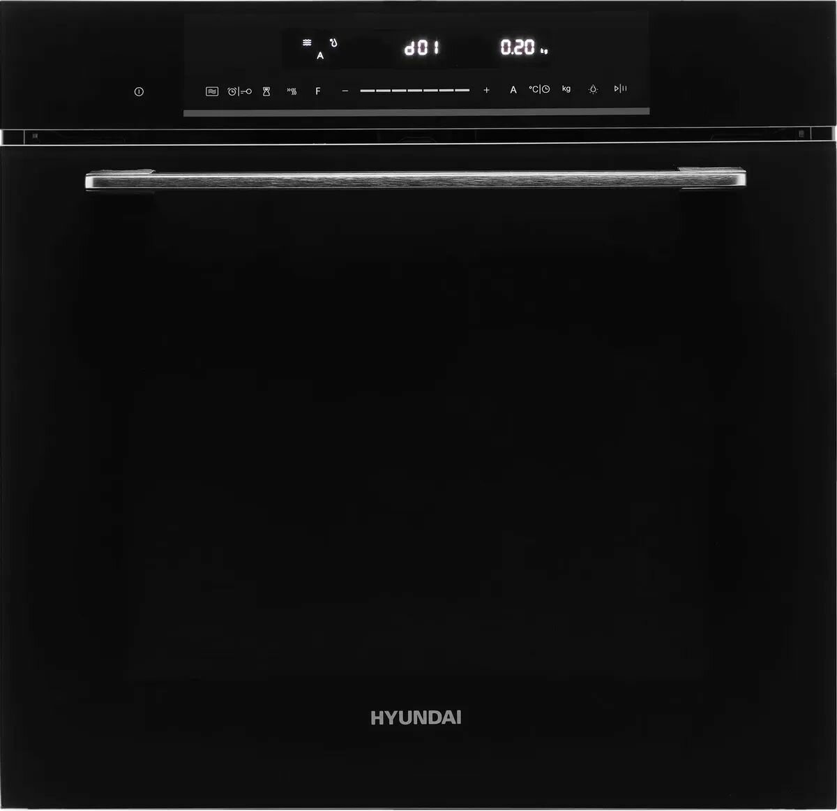 Электрический духовой шкаф Hyundai "HMEO 6780", черное стекло, конвекция, гриль, 72л, A класс